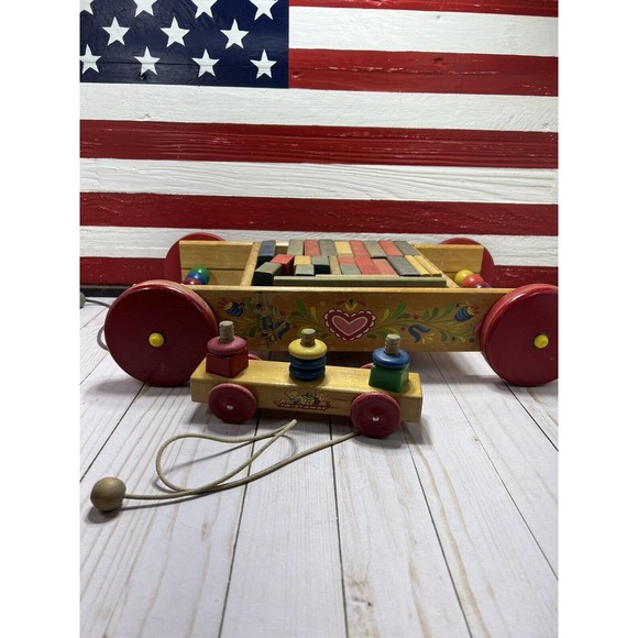 Schowanek | Toys | 2 Antique Wooden Pull Toys Schowanek Triang Blocks ...